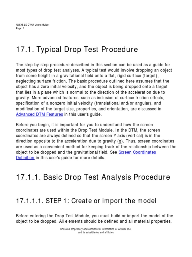 17.1. Typical Drop Test Procedure: 17.1.1.1. STEP 1: Create or Import ...