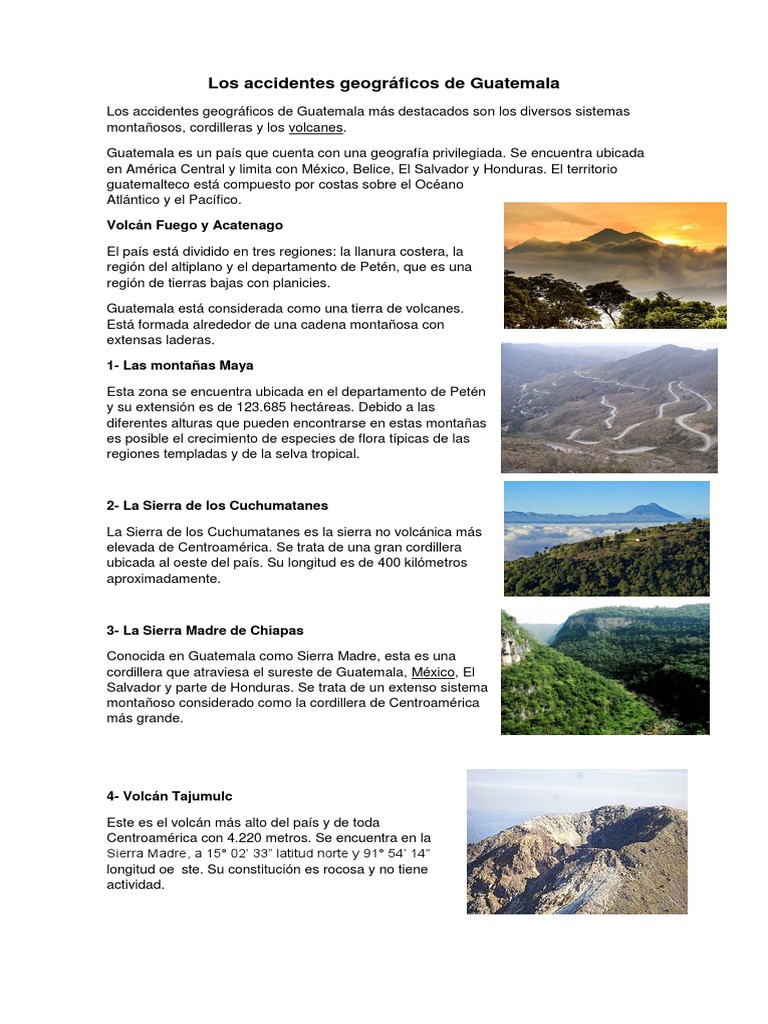 Accidentes Geograficos de Guatemala | Guatemala | Centroamérica ...