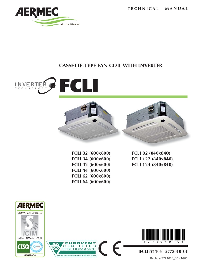 Aermec FCLI Technical Manual Eng | PDF | Hvac | Air Conditioning