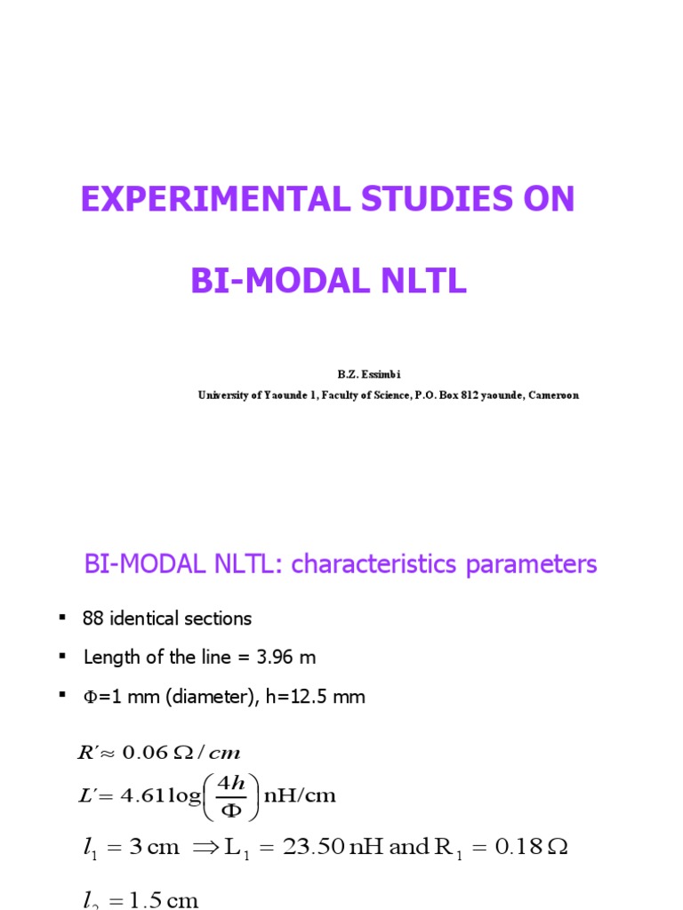 Experimental Studies On Bi-Modal NLTL: B.Z. Essimbi | PDF
