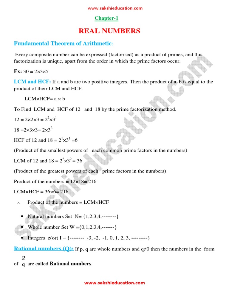 Real Numbers: Fundamental Theorem of Arithmetic | PDF | Rational Number | Logarithm