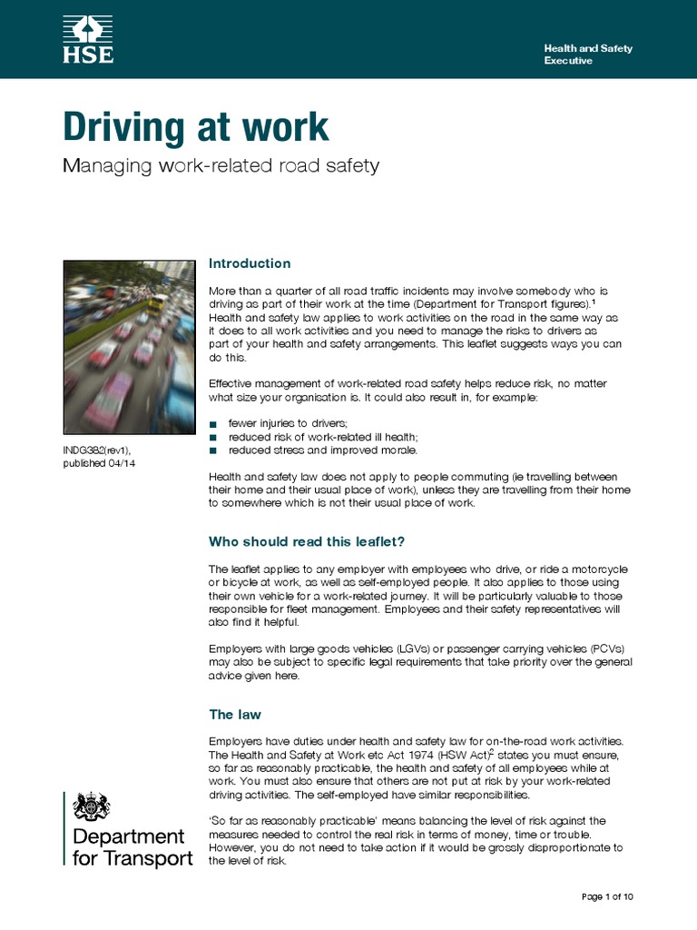Driving at Work: Managing Work-Related Road Safety | PDF | Occupational ...