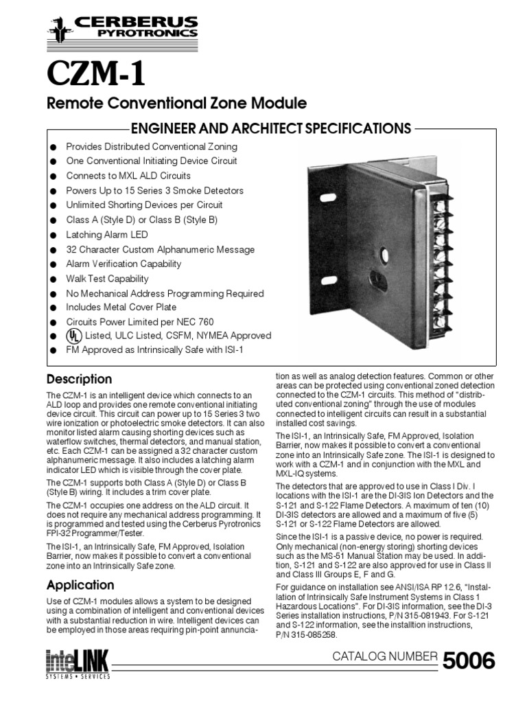 Siemens CZM1 Remote Conventional Zone Module | PDF | Amplifier ...