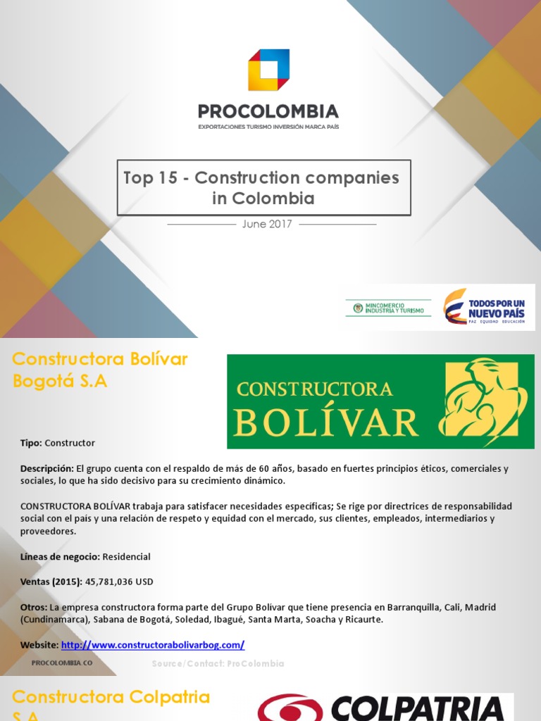 Top 15 Construction Companies in Colombia: An Overview | PDF | Bogotá ...