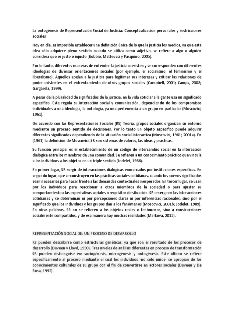 La Ontogénesis de Representación Social de Justicia | PDF | Sociedad ...