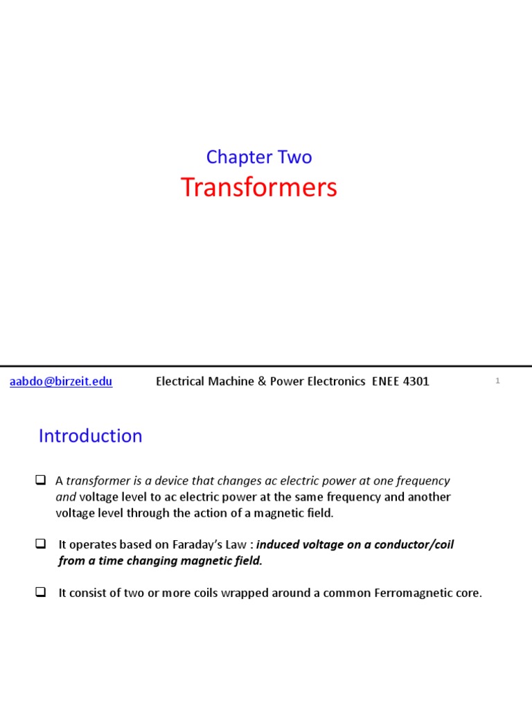 Transformers: Chapter Two | PDF | Transformer | Electrical Impedance
