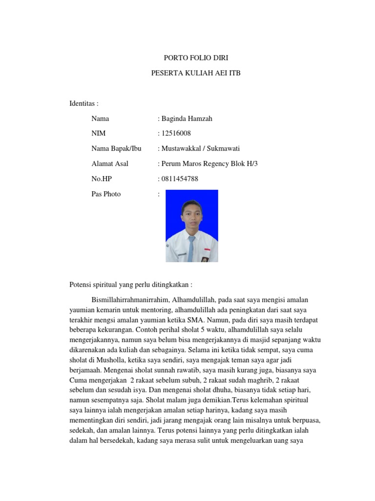 Portofolio Diri Peserta Aei | PDF