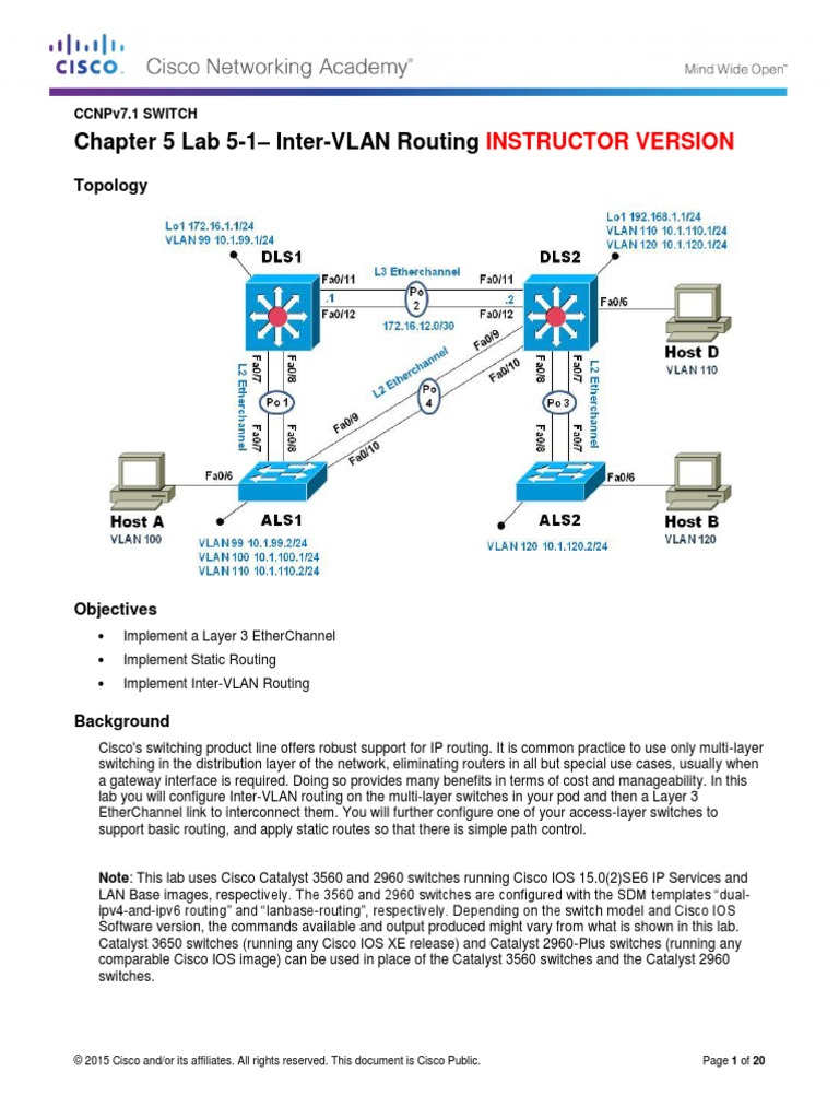 Ccnpv7.1 Switch Lab5-1 Ivl-Routing Instructor | PDF | Network Switch | Gateway (Telecommunications)
