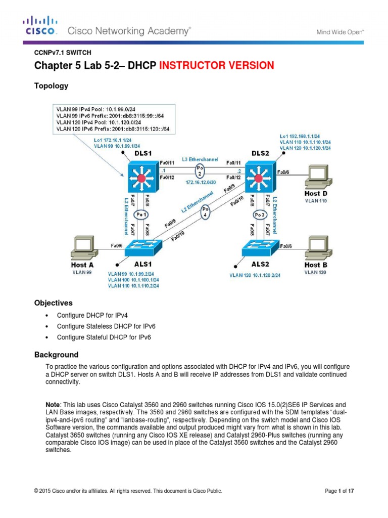 Ccnpv7.1 Switch Lab5-2 Dhcp46 Instructor | PDF | I Pv6 | Ip Address