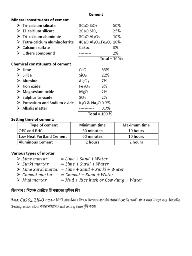 Cement Mineral Constituents of Cement | PDF | Silicon Dioxide | Metals