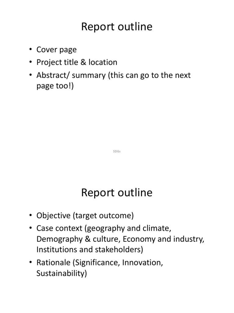Report Outline: - Cover Page - Project Title & Location - Abstract ...