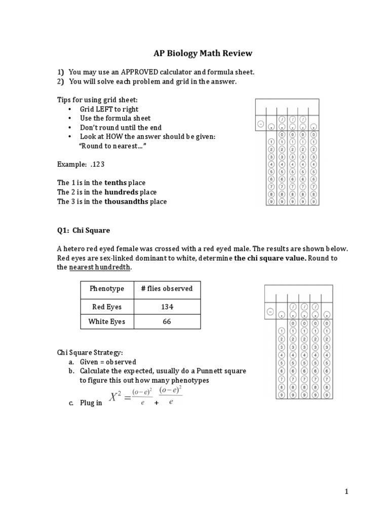AP Biology Math Review Guide | PDF | Zygosity | Dominance (Genetics)