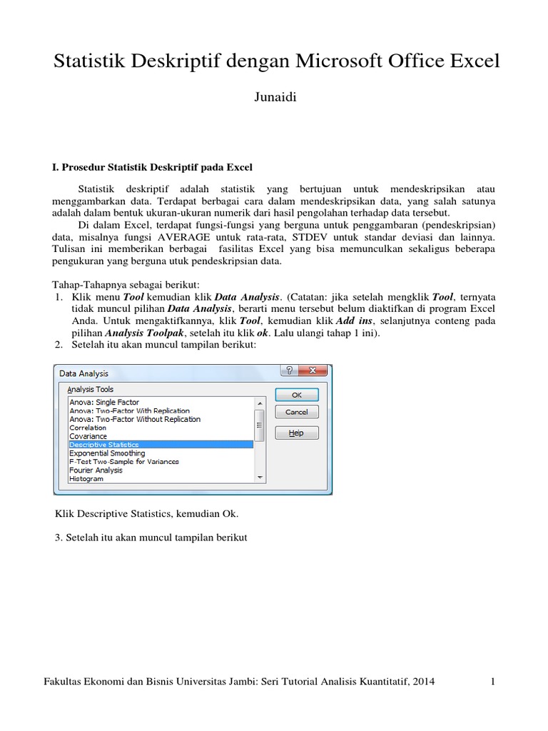 Statistik Deskriptif Excel PDF | PDF