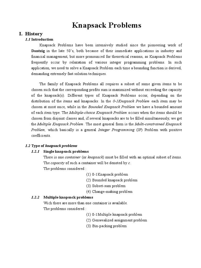 Knapsack Problem | PDF | Algorithms | Theoretical Computer Science