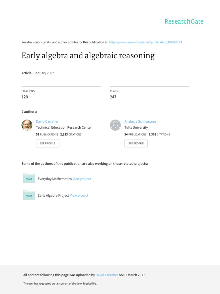 Early Algebra and Algebraic Reasoning | PDF | National Council Of ...