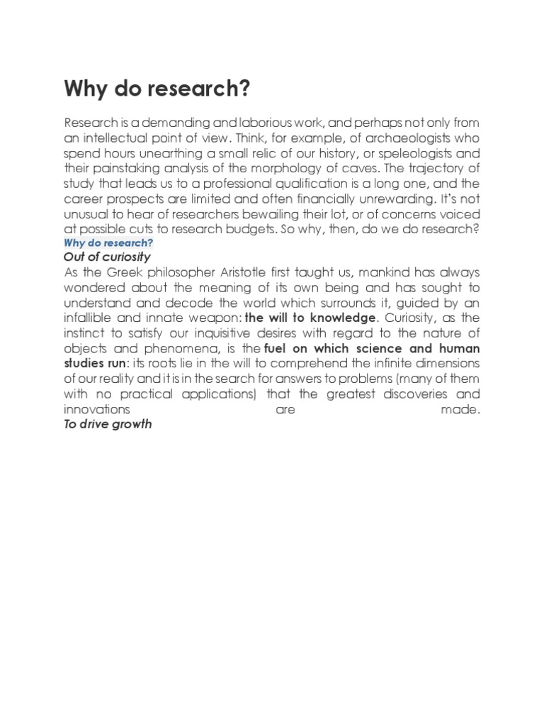 Why Do Research?: Out of Curiosity | PDF