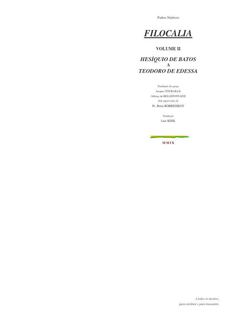 Filocalia Tomo 1 Volume 2 | Download grátis PDF | Oração | Amor