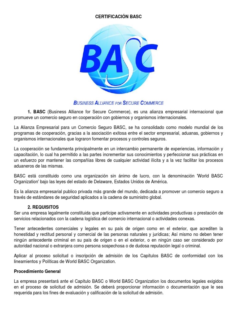 Certificación Basc | PDF | aduana | Contralor