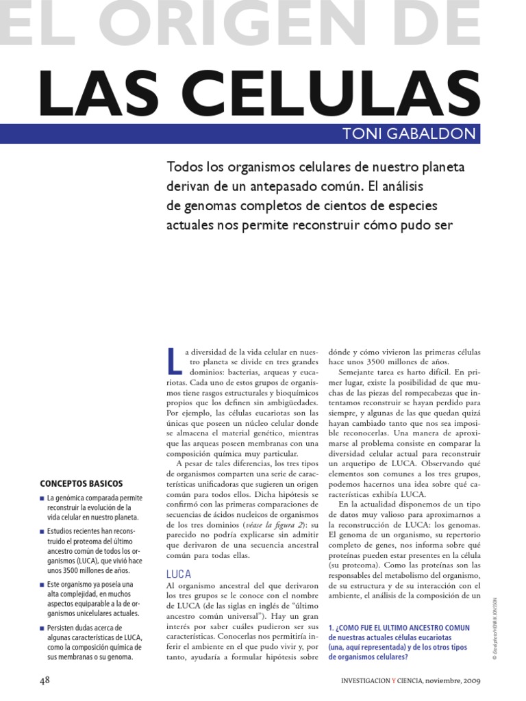 02 El Origen de Las Células | PDF | Archaea | Biología Celular)