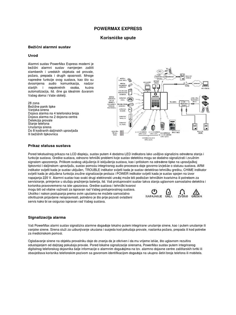 Visonic Powermax Express Korisnicke Upute-Hr | PDF