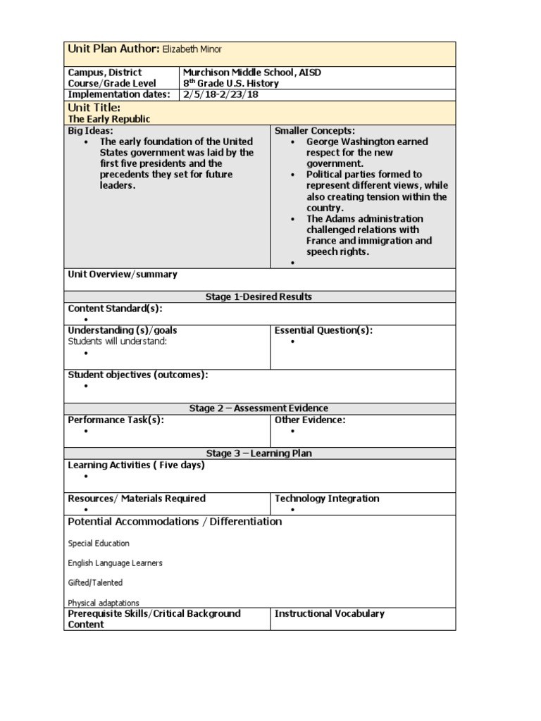 Middle School Unit Plan | PDF