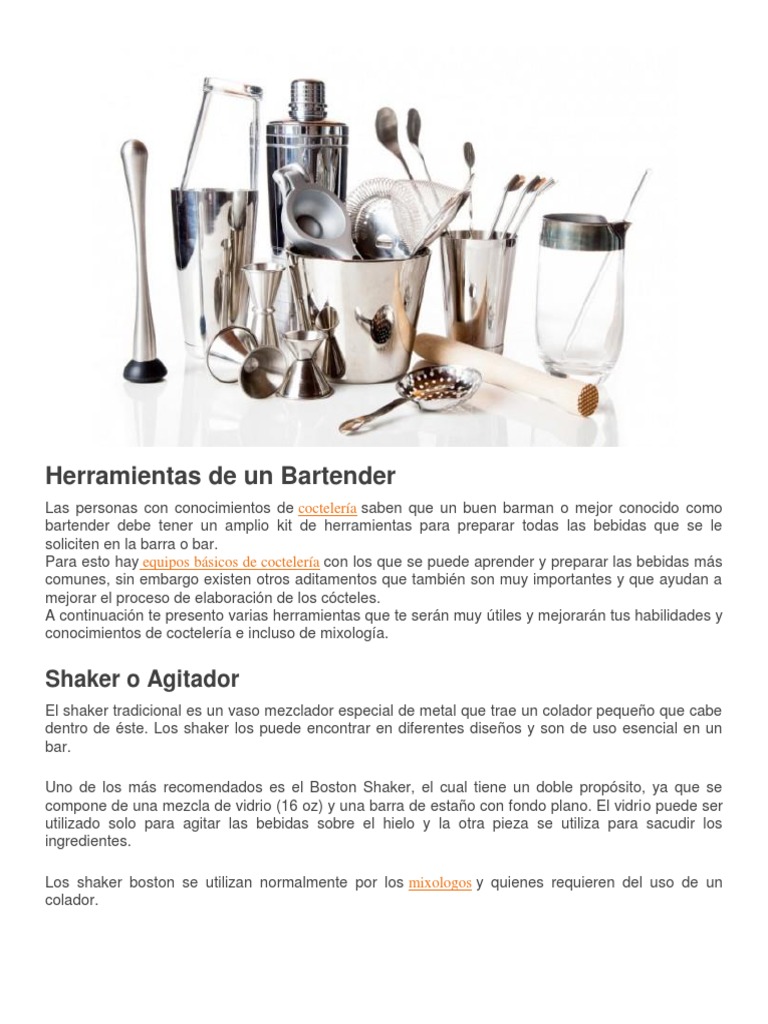 Herramientas de Un Bartender | PDF | Herramientas | Cuchillo
