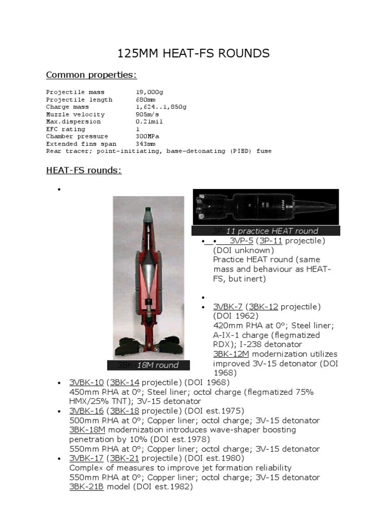 125mm Heat | PDF | Projectiles | Military Technology