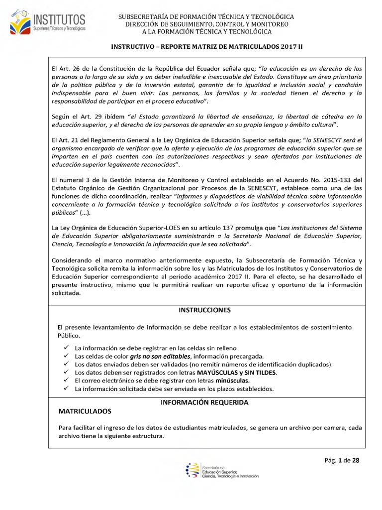 Instructivo Llenar Matriz | PDF | Educación Secundaria | Educación avanzada