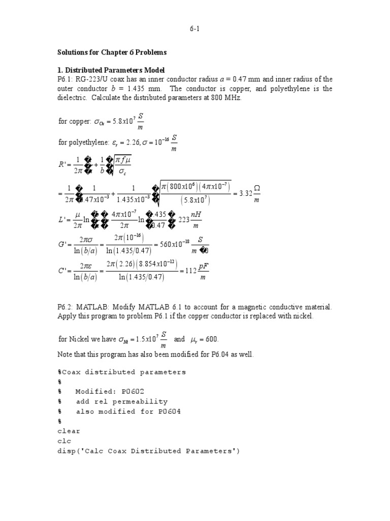 Solutions For Chapter 6 Problems 1. Distributed Parameters Model | PDF | Force | Quantity