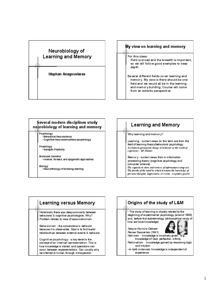 Neurobiology of Learning and Memory | PDF | Behaviorism | Cognitive ...