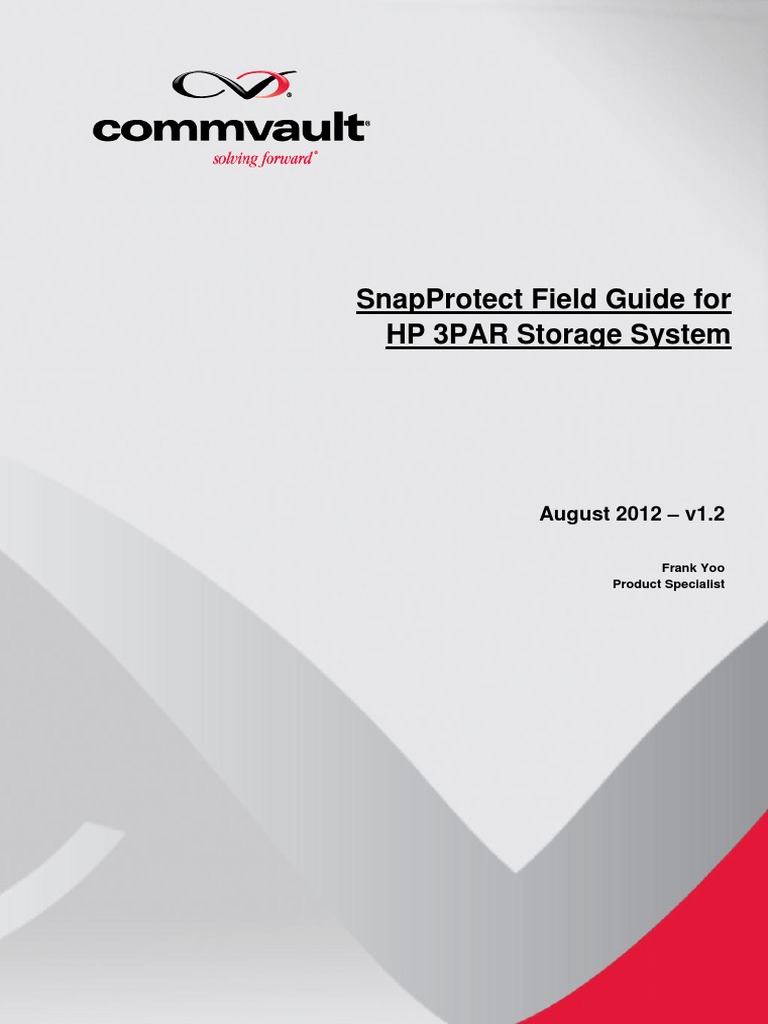 CommVault SnapProtect Field Guide For HP 3PAR Storage PDF | PDF | Backup | Oracle Database
