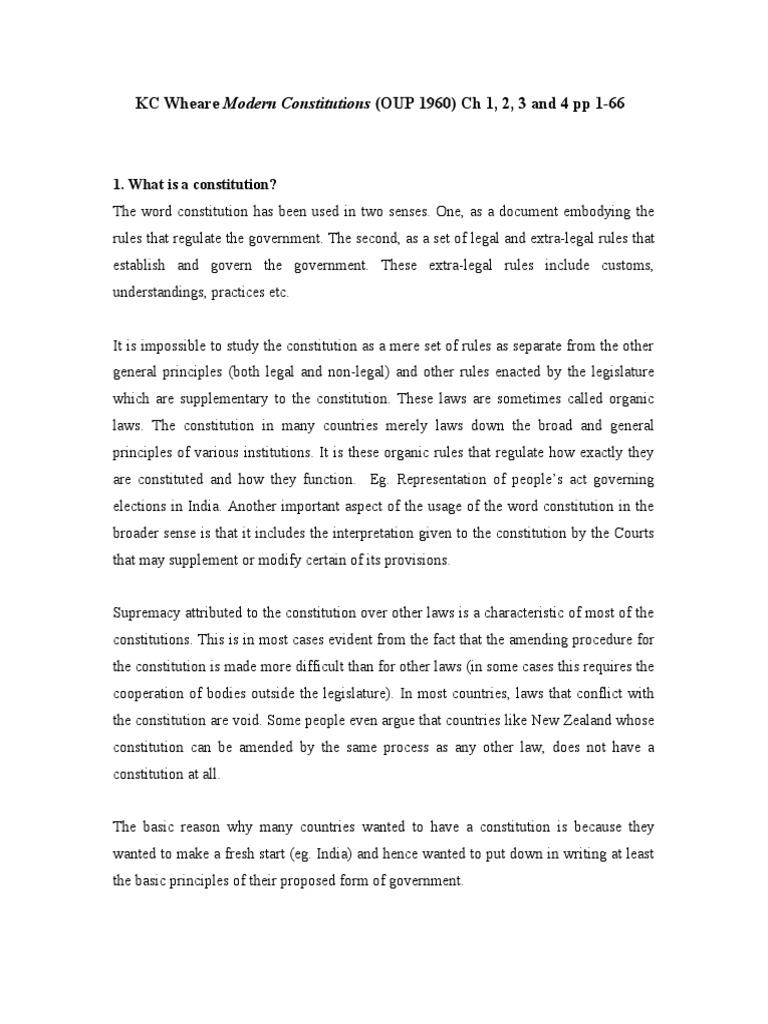 KC Wheare Modern Constitutions | PDF | Constitution | Separation Of Powers