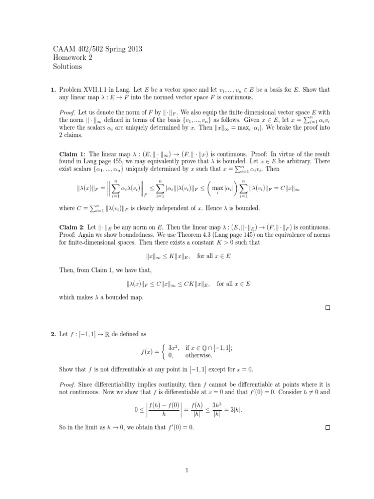 CAAM 402/502 Spring 2013 Homework 2 Solutions | Download Free PDF ...