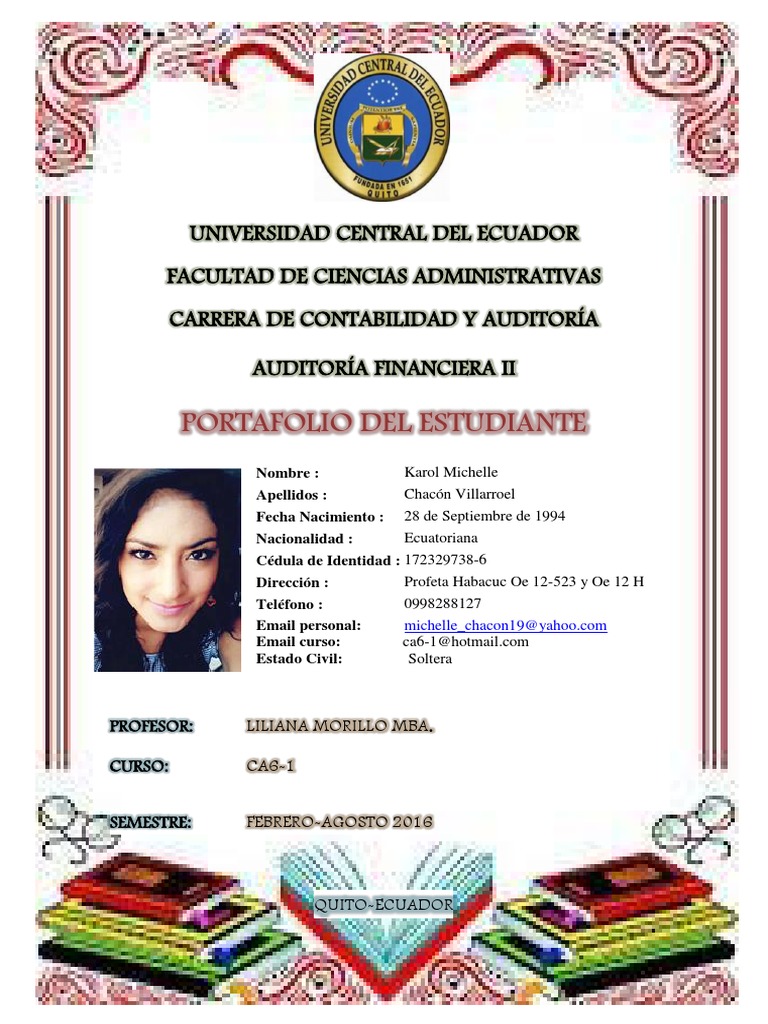Portafolio de Auditoria Financiera II Chacón Villarroel Karol Michelle ...