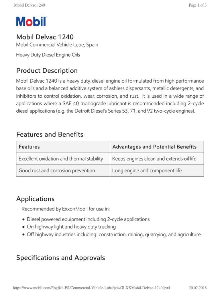 Mobil Delvac 1240 Mobil Delvac 1240 Mobil Delvac 1240 Mobil Delvac 1240 ...