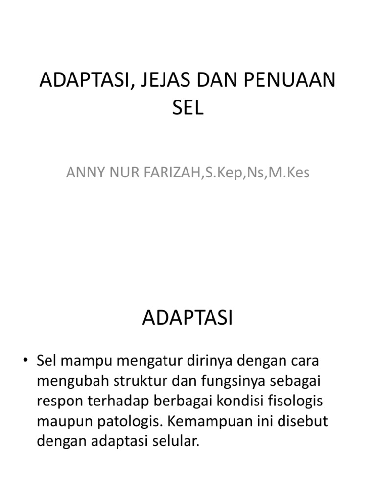 Adaptasi, Jejas Dan Penuaan Sel | PDF | Sains & Matematika