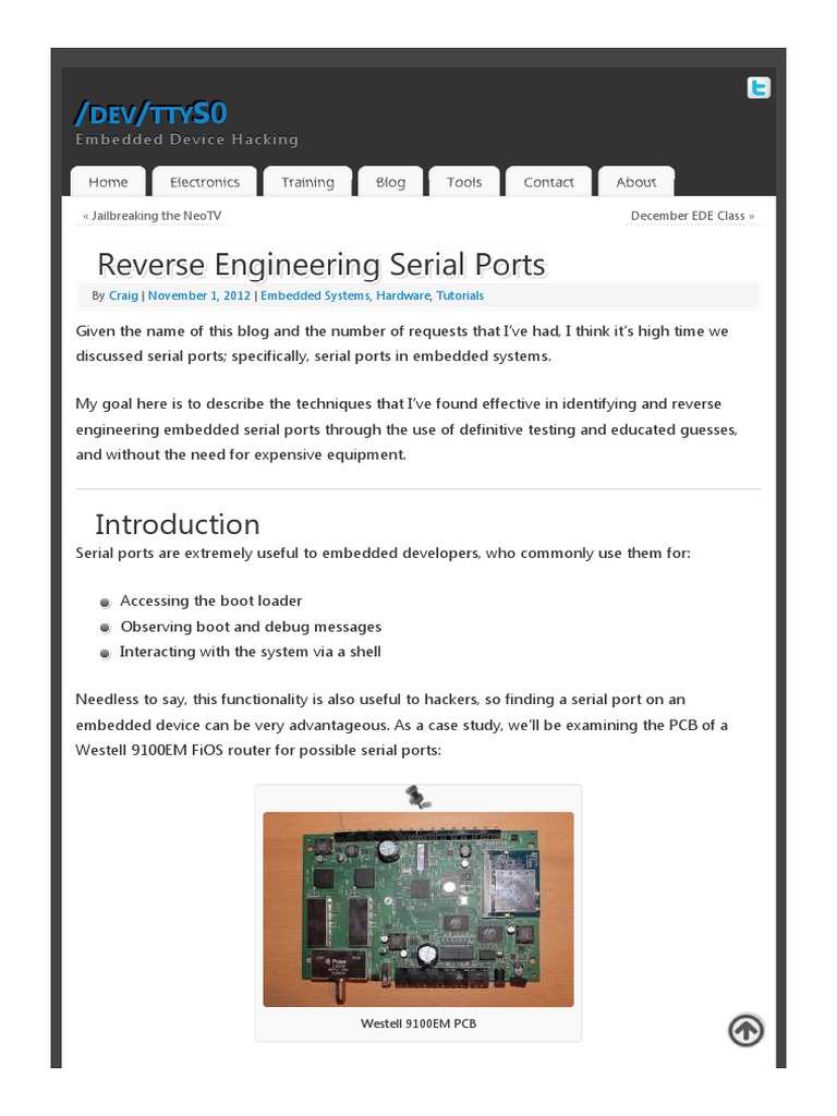 Reverse Engineering Serial Ports - Dev - Ttys0 | PDF | Electrical ...