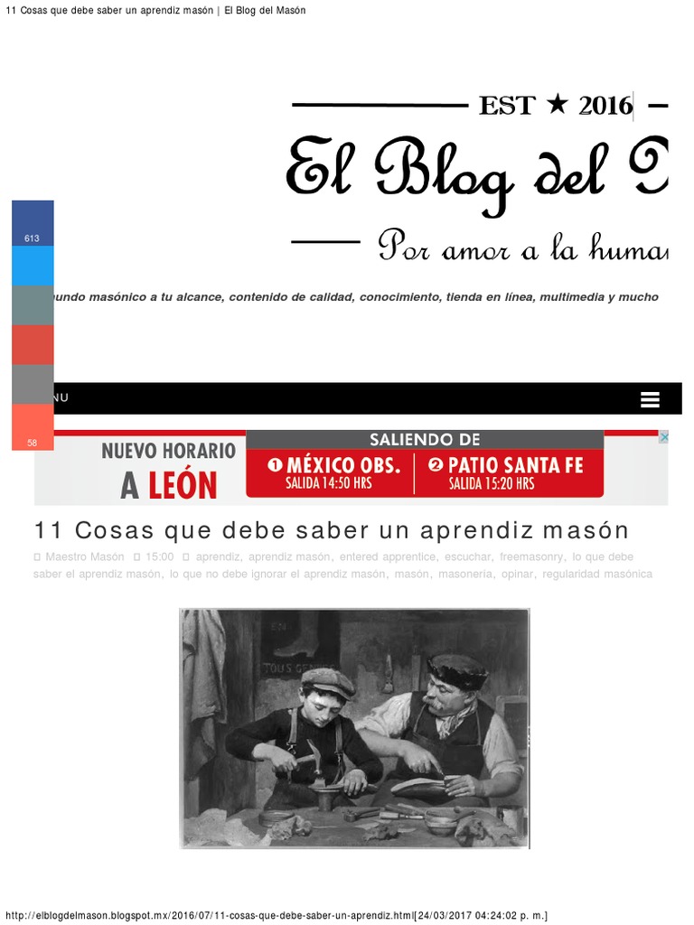 11 Cosas Que Debe Saber Un Aprendiz Masón - El Blog Del Masón PDF | PDF ...