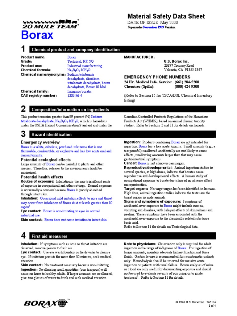 Borax PDF | PDF | Resource Conservation And Recovery Act | Toxicity