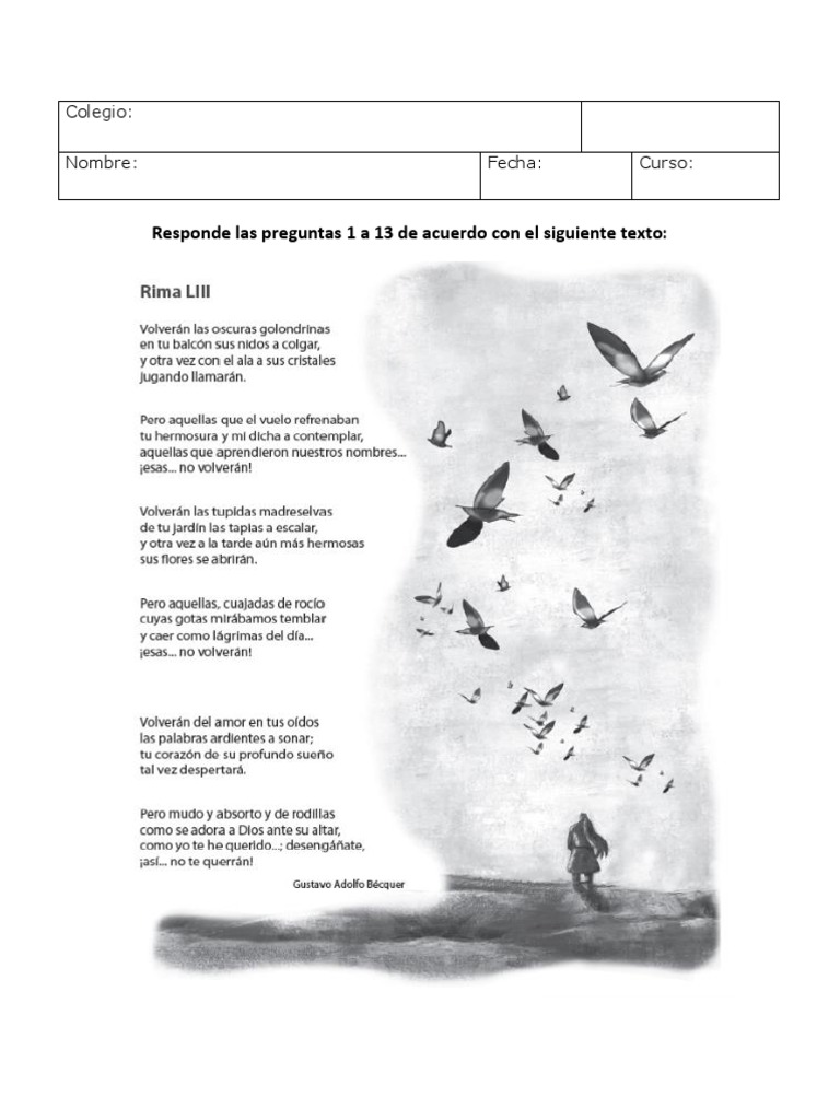 Análisis del poema 'Volverán las oscuras golondrinas' de Gustavo Adolfo ...