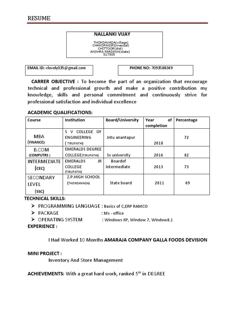 Vijay Resume | PDF | Change | Cognition