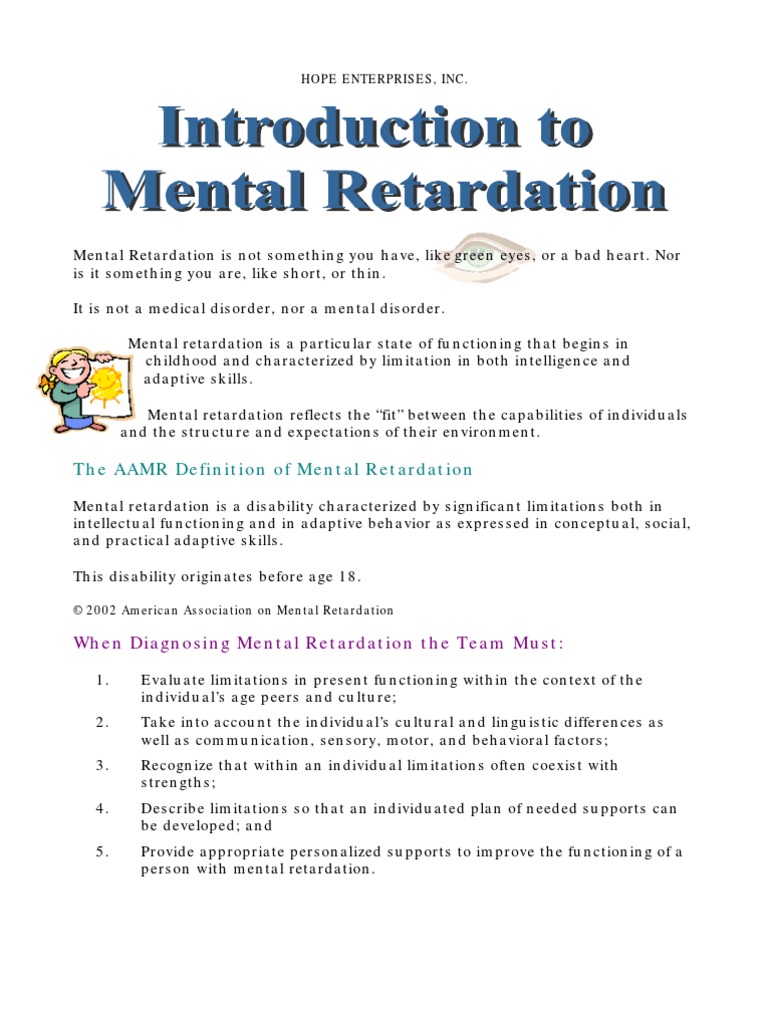 Introduction To Mental Retarda | PDF | Intellectual Disability | Mental ...