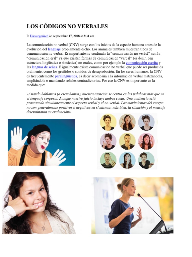 Los Códigos No Verbales | PDF | Comunicación no verbal | Enseñanza de ...