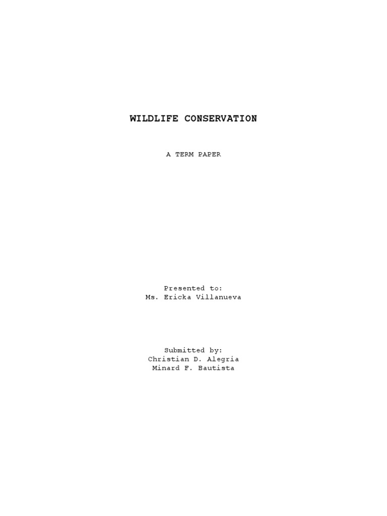 Wildlife Conservation: A Term Paper | PDF | Conservation Biology | Wildlife