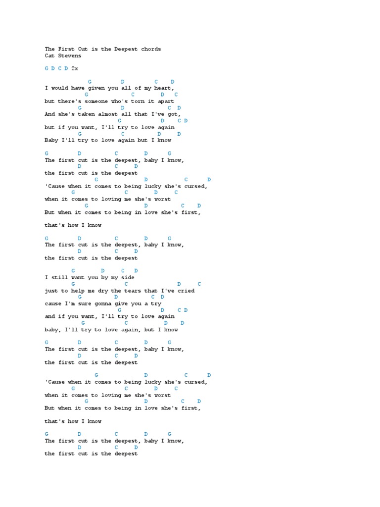 First Cut is the Deepest Chords | PDF | Leisure