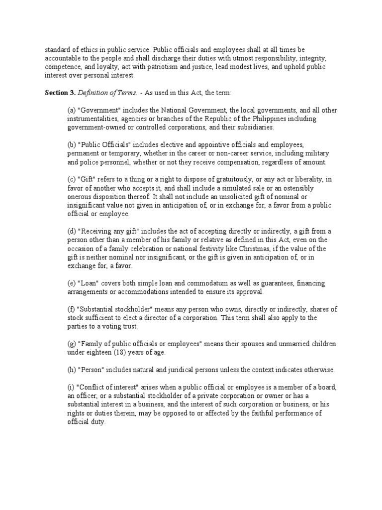 Standard of Ethics in Public Service | PDF | Politics | Social Science