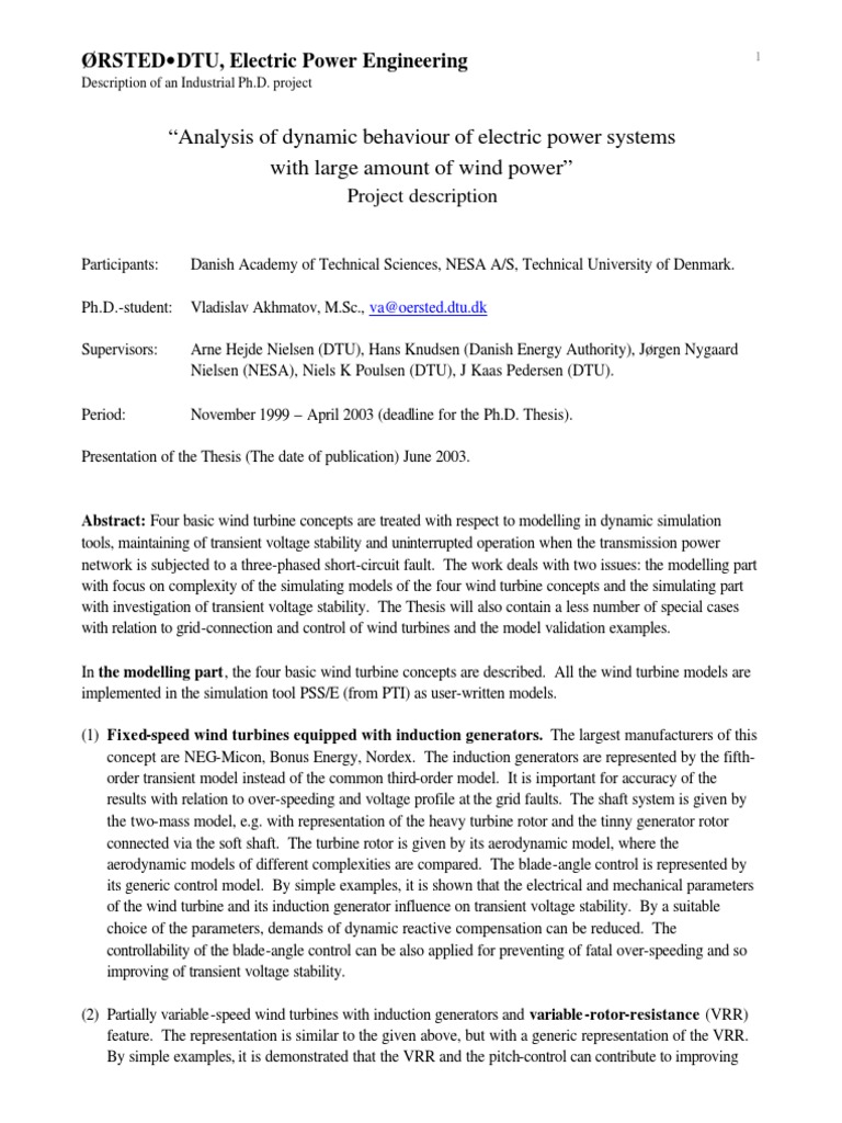 Analysis of Dynamic Behaviour of Electric Power Systems With | PDF ...