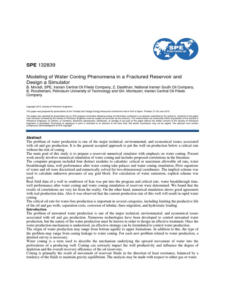 Water Paper Spe | PDF | Petroleum Reservoir | Petroleum