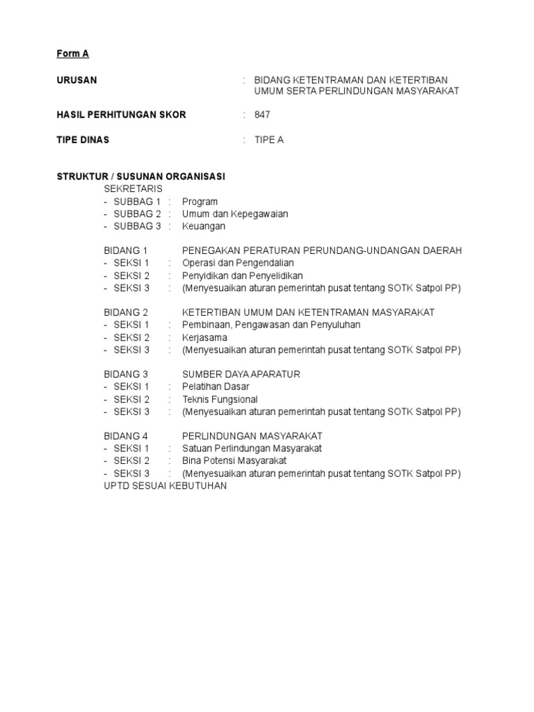 Bagan SOTK Dan Nama Terbaru | PDF