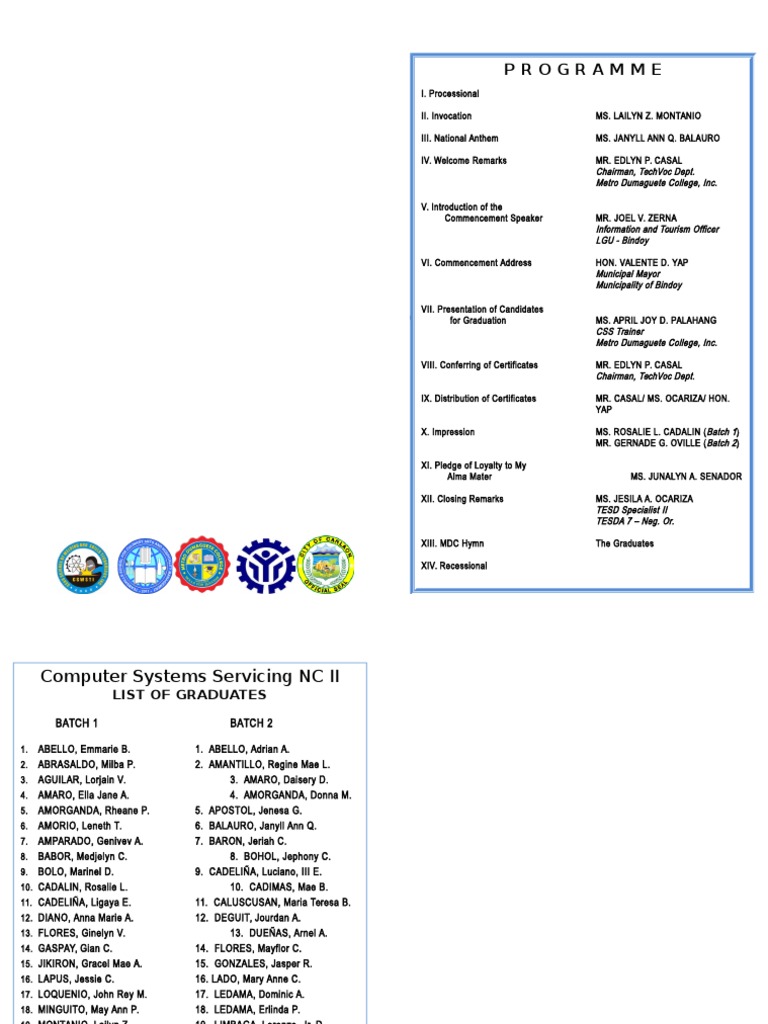 Commencement Exercises: Programme | PDF | Science & Mathematics